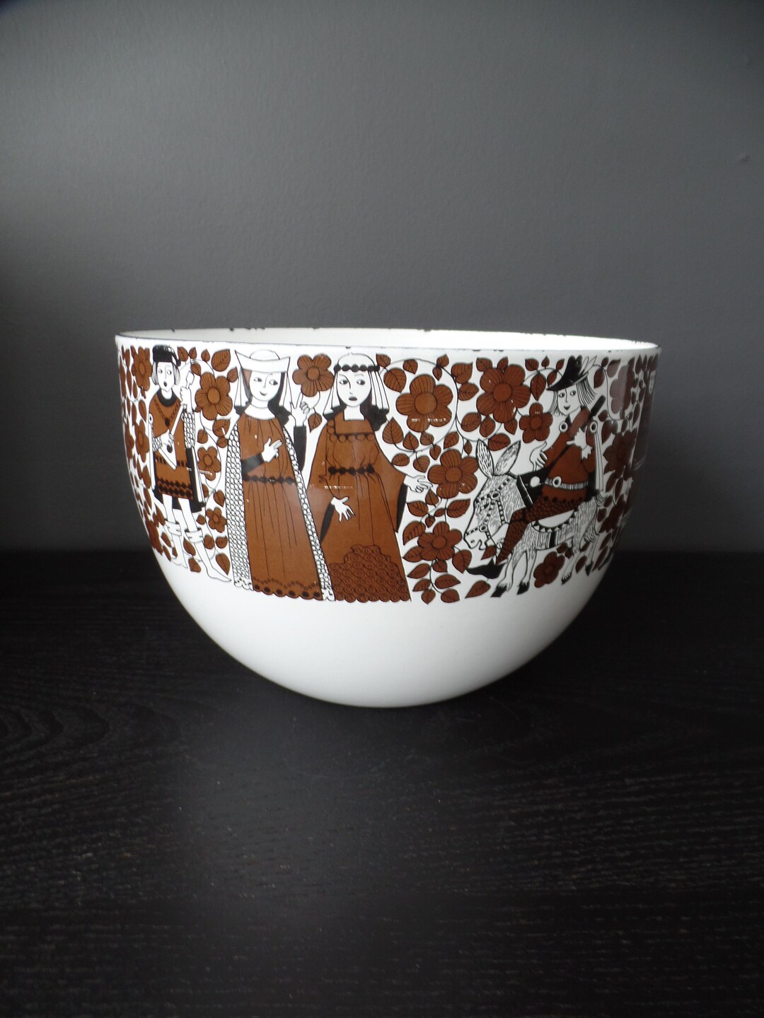 60s FINEL ARABIA Ritari knight Mid-century Enamel Bowl /by Raija ...