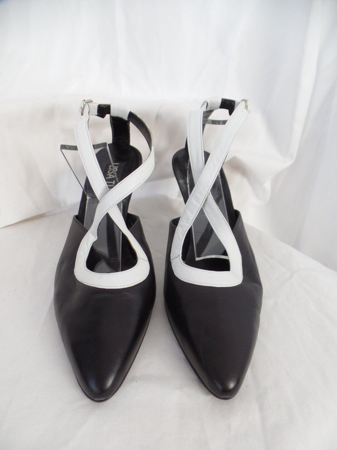 LISA TUCCI of Italy 90s Black & White "infinity" Graphic Sling Back Art ...