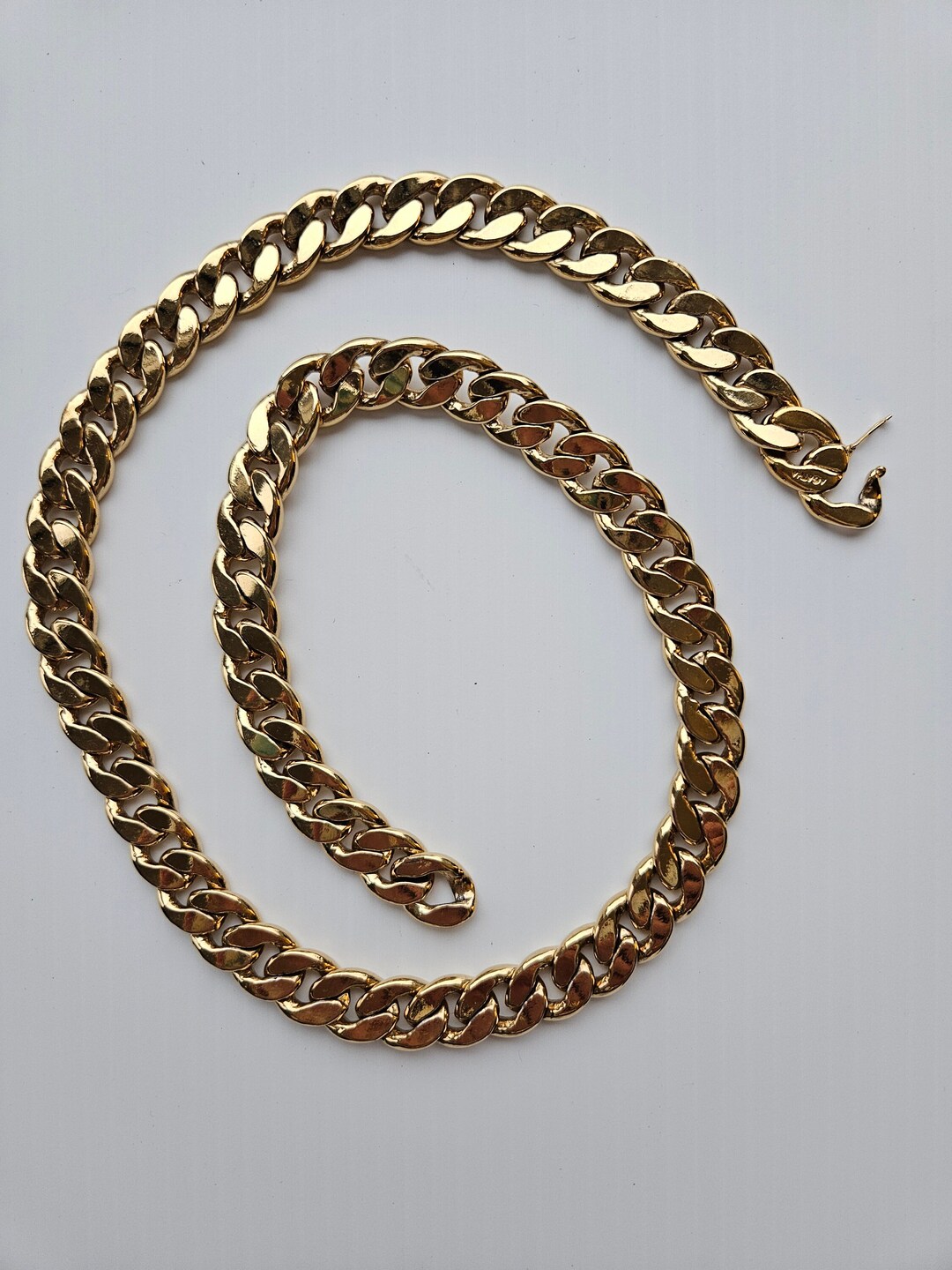 80s "agatha Paris" Wide Cuban Gold Curb Chain Collar Necklace/ Elegant ...