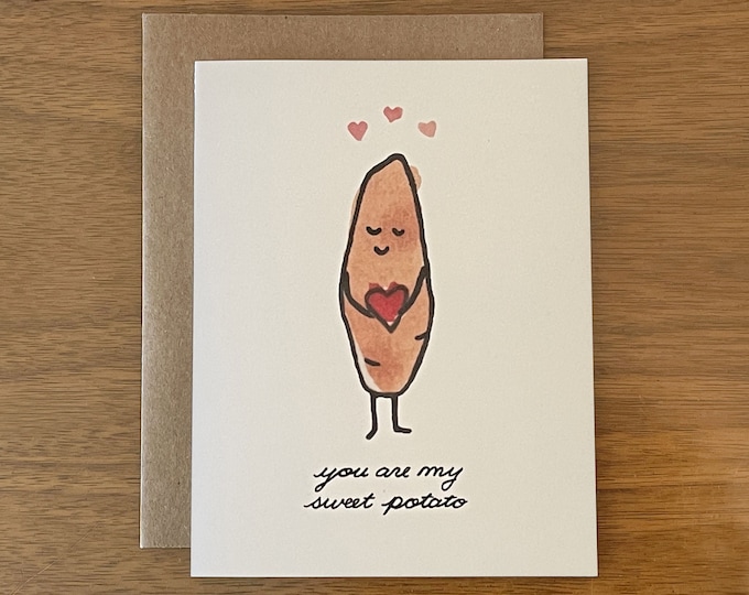 Yam, Sweet Potato Love & Affection Potato Greeting Card, Cute Original ...