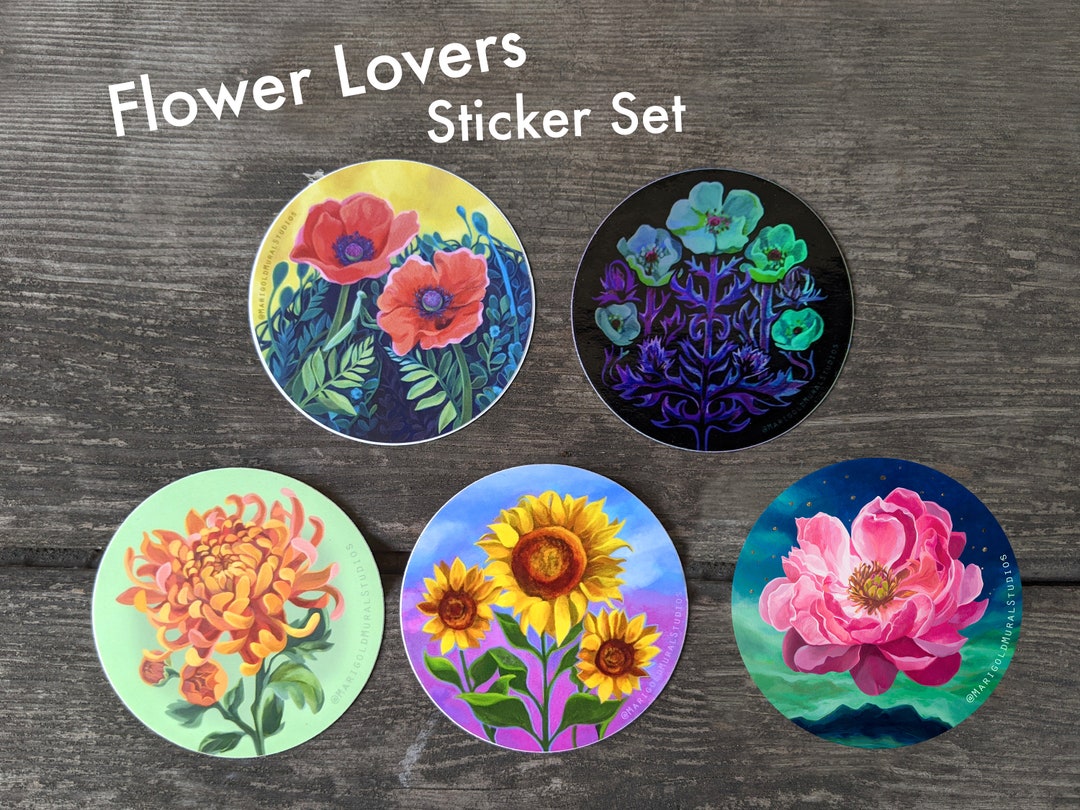 Flower Lovers Sticker Set 3 Floral Vinyl Decals - Etsy