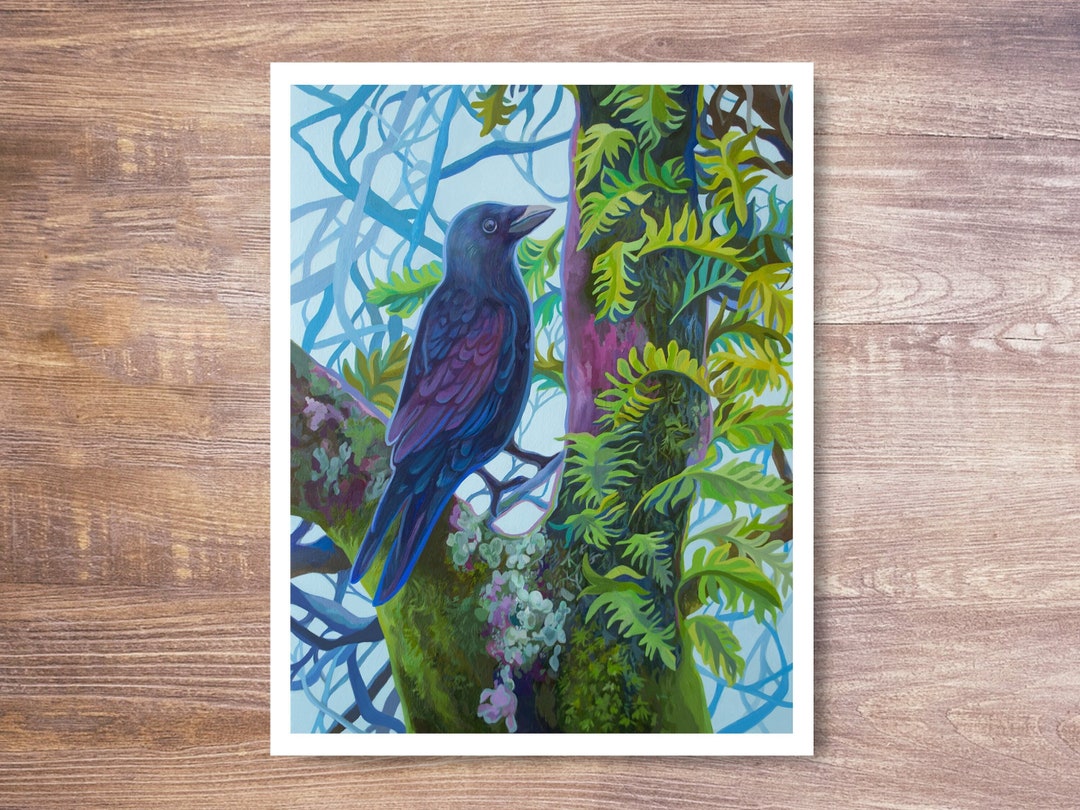 Crow and Ferns, Giclee Print, 8x10 / 11x14, Archival Art Print, Pacific ...