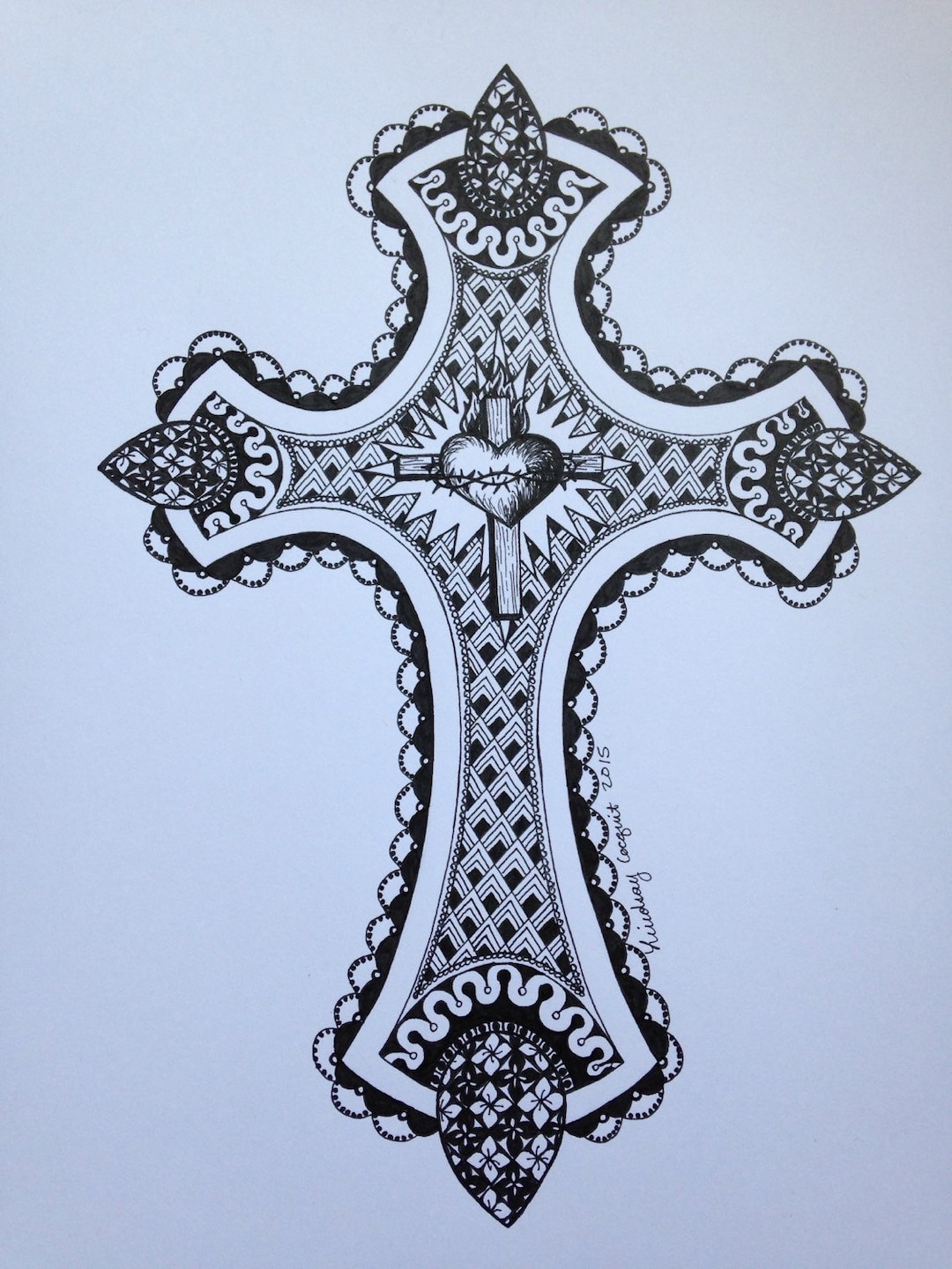 Zentangle, Pen and Ink Zentangle, Pen and Ink Drawing, Cross, Cross ...