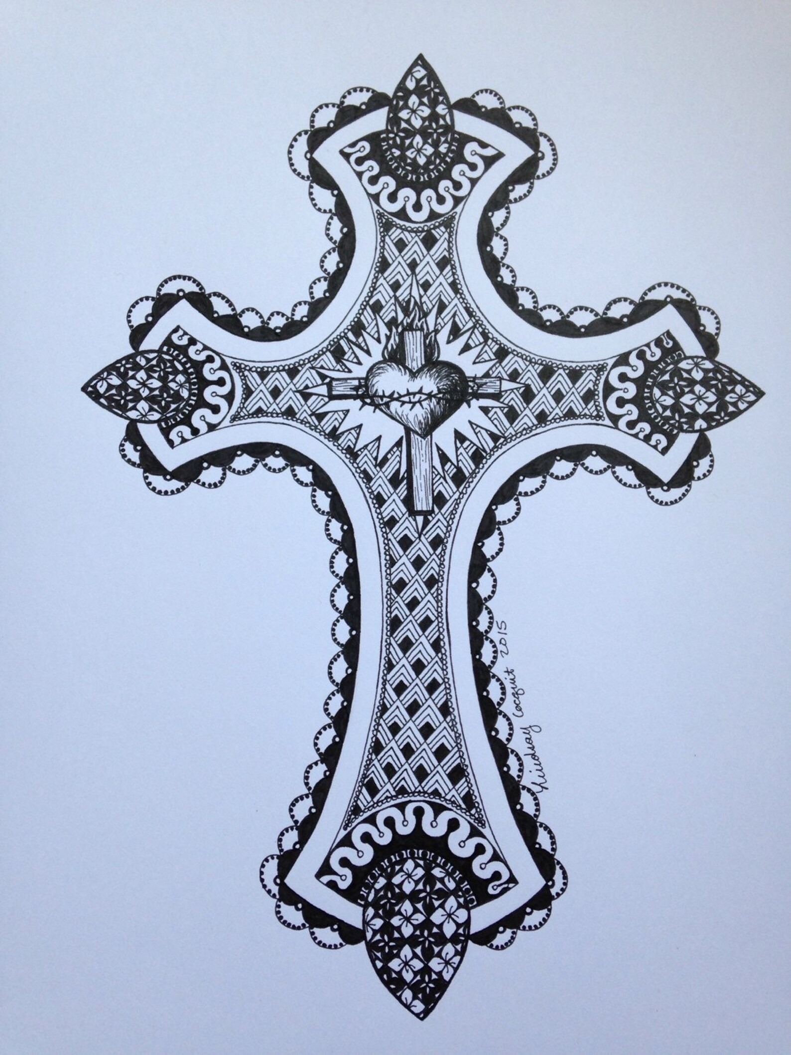 Zentangle, Pen and Ink Zentangle, Pen and Ink Drawing, Cross, Cross ...