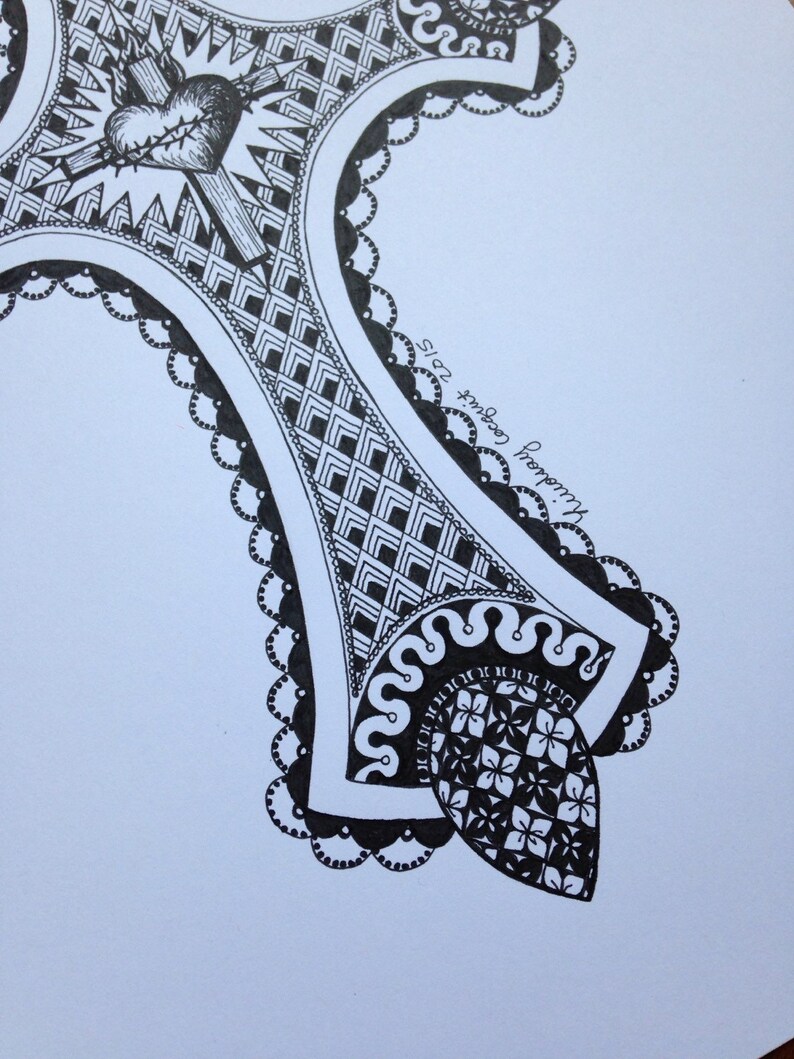 Zentangle, Pen and Ink Zentangle, Pen and Ink Drawing, Cross, Cross ...