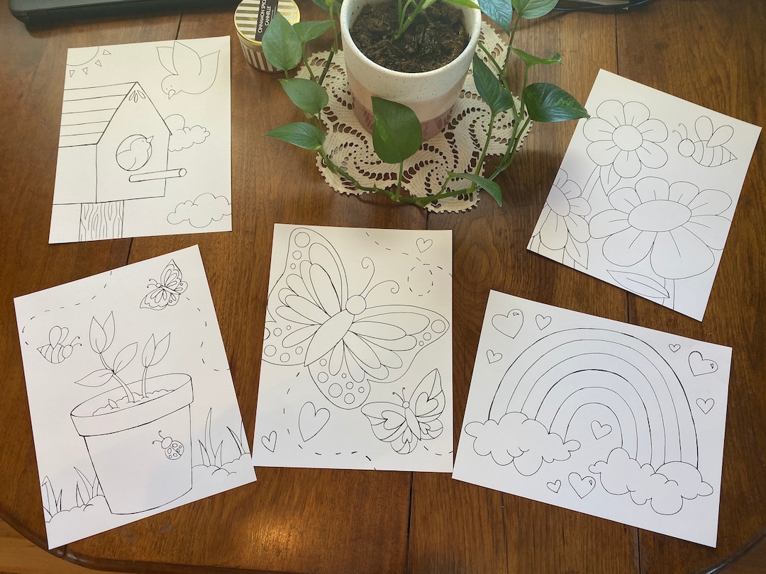 Children Coloring Pages, Spring, Flowers, Butterflies, Plants, Garden ...