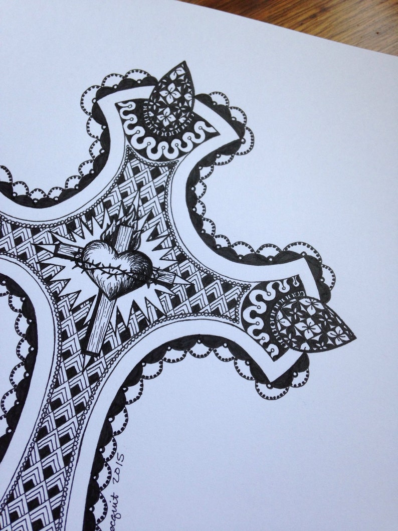 Zentangle, Pen and Ink Zentangle, Pen and Ink Drawing, Cross, Cross ...