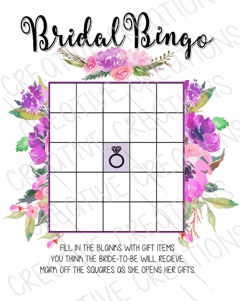Bridal Bingo Bridal Shower Bingo Game Printable Game - Etsy