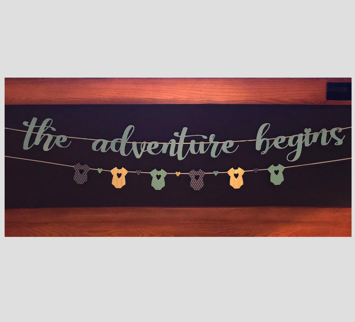 Baby Shower Banner, the Adventure Begins, Onesie Banner - Etsy