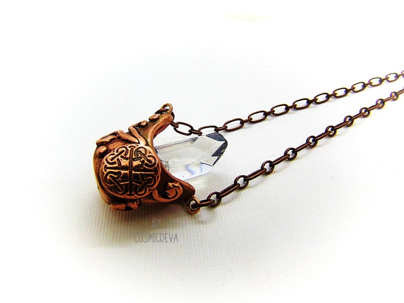 Copper Cauldron Pendant, Chrystal Quartz Point Pendant, Witch Cauldron ...