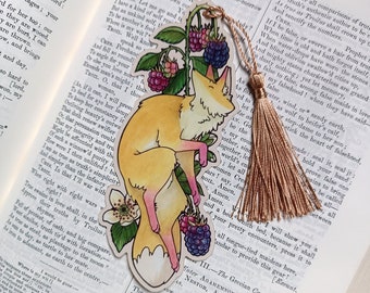 Sakura Fox Bookmark, Flower Bookmark, Nature Art, Cute Bookmark, Cherry ...