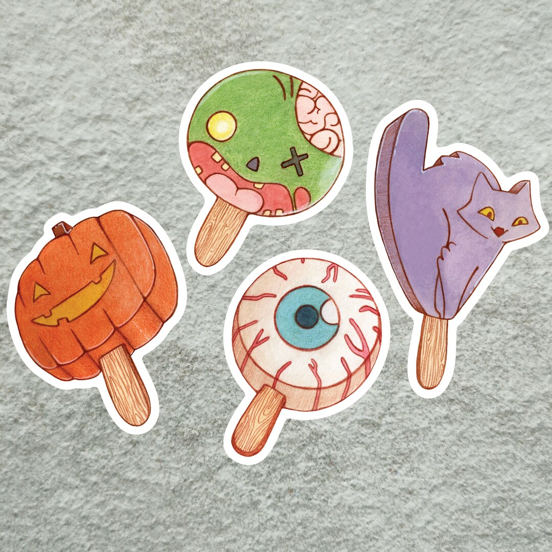 Halloween Popsicle Sticker Pack, Jack'o'lantern Sticker, Zombie Sticker ...