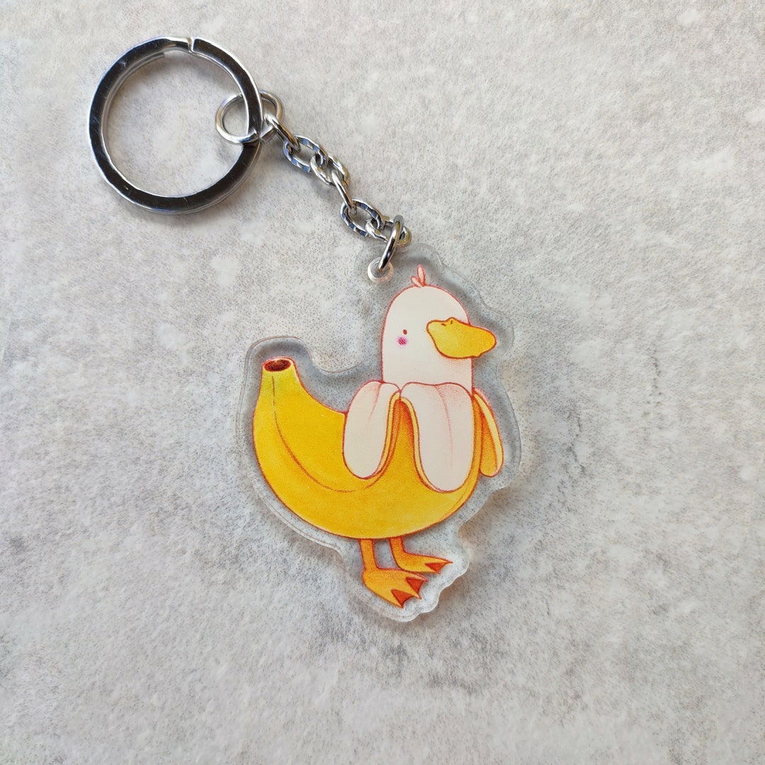 Banana Duck Keychain, Funny Duck Keychain, Cute Duck Keychain ...
