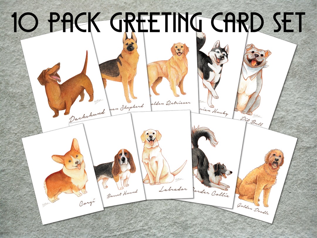 Dog Greetings Cards Mixed Collection 10-pack, Blank Greeting Card ...