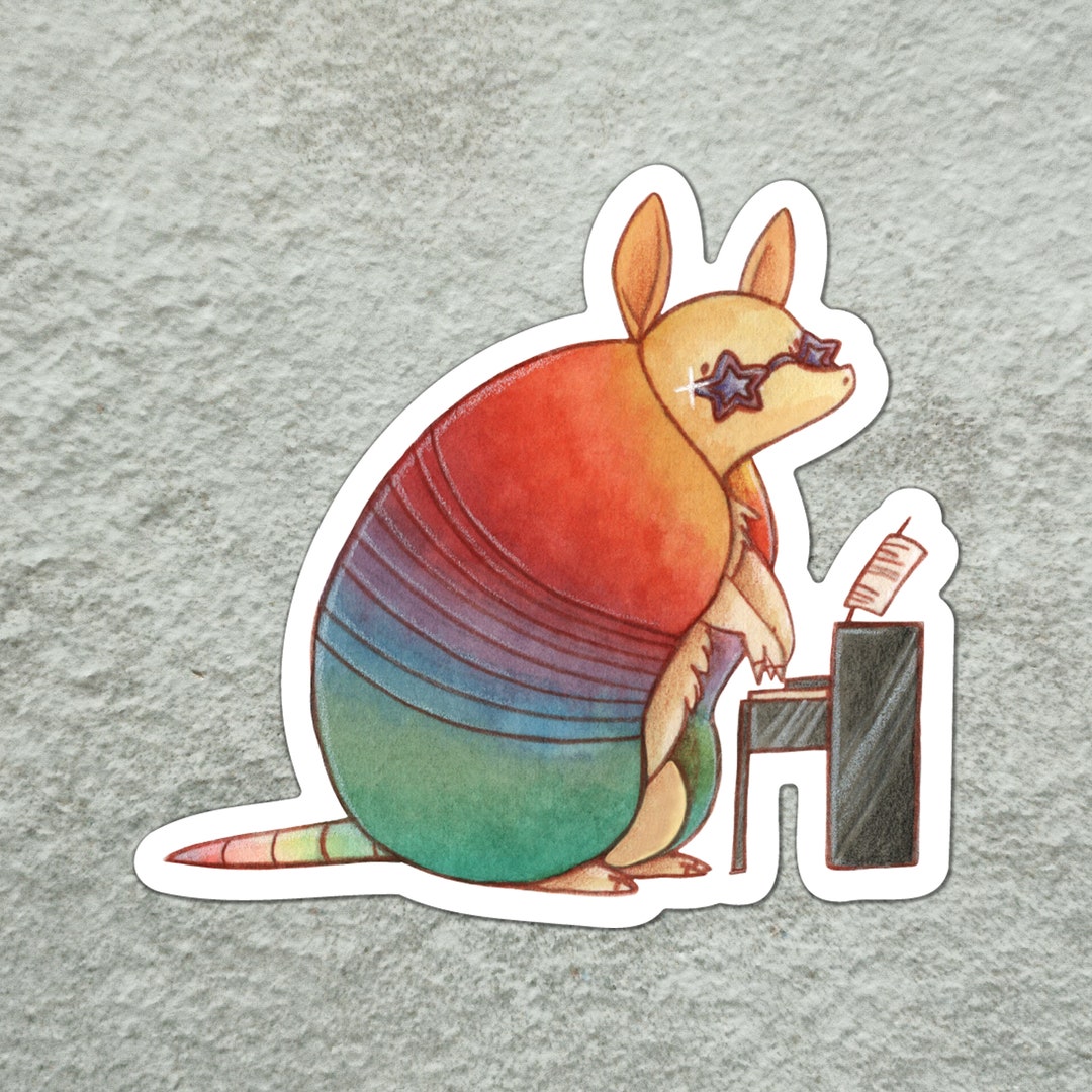 Funky Armadillo Sticker, Rainbow Sticker, Elton John Sticker, Rainbow ...