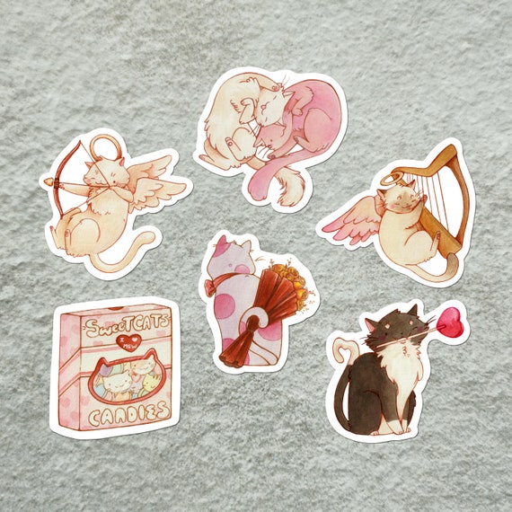 Valentine's Cat Stickerpack Cat Stickerpack Cute Cat | Etsy