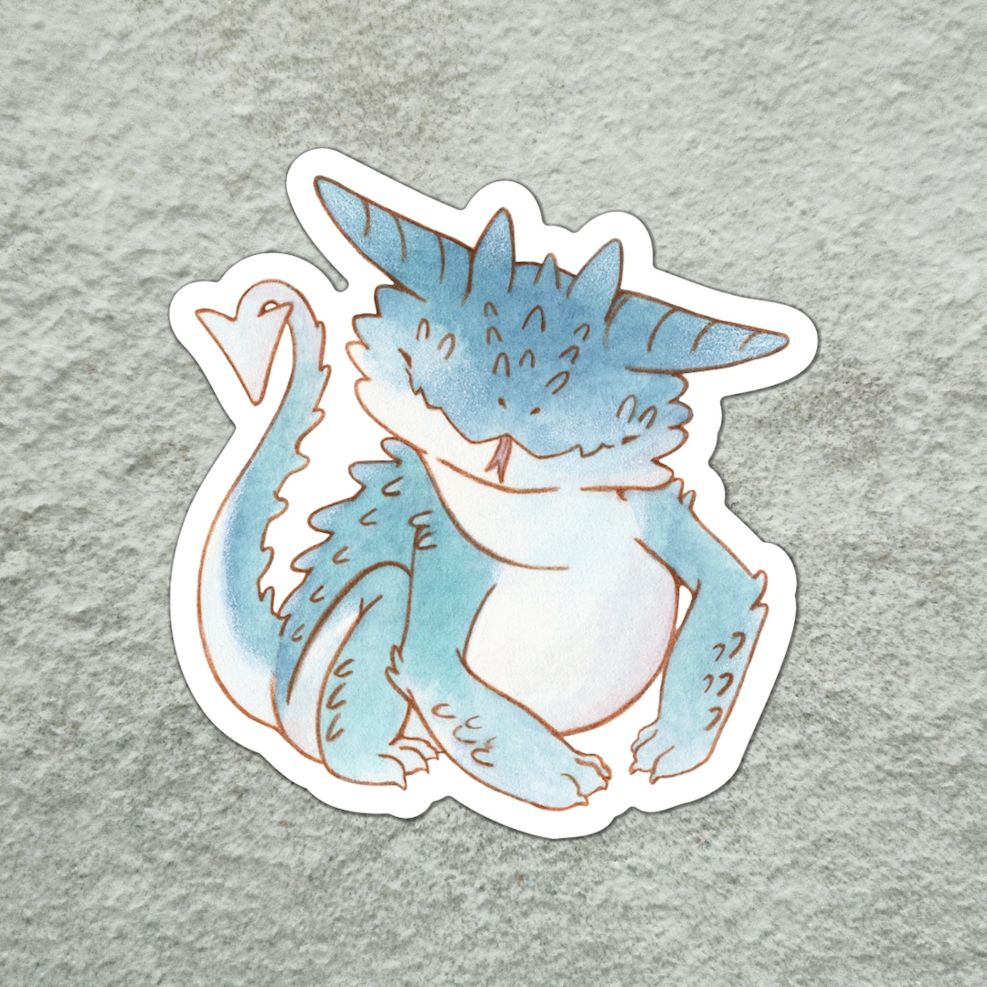 Ice Dragon Sticker, Blue Dragon Sticker, Cute Dragon Sticker, Dungeons ...