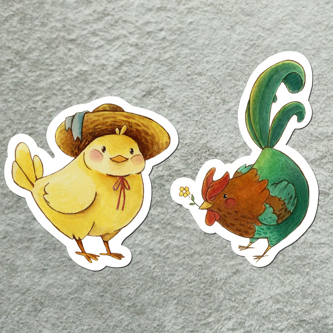 Chicken Stickers, Rooster Stickers, Cute Chicken Stickers, Cottagecore ...