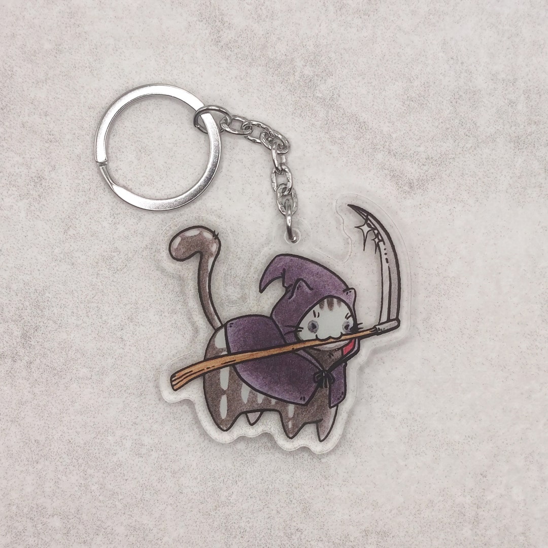 Reaper Cat Keychain, Costume Cat Keychain, Death Cat Keychain, Grim ...