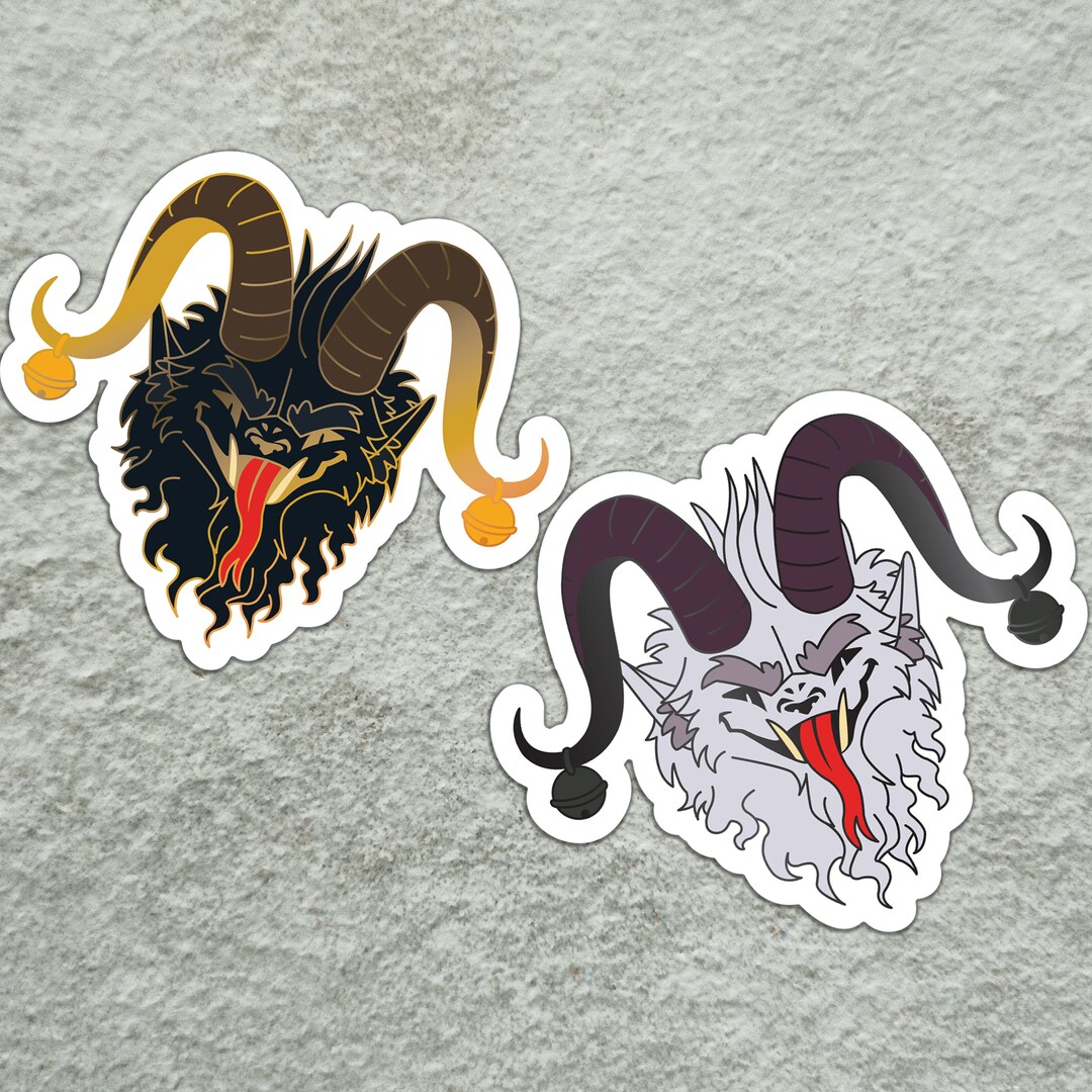 Black Krampus Sticker, White Spooky Vinyl Sticker, Krampusnacht ...