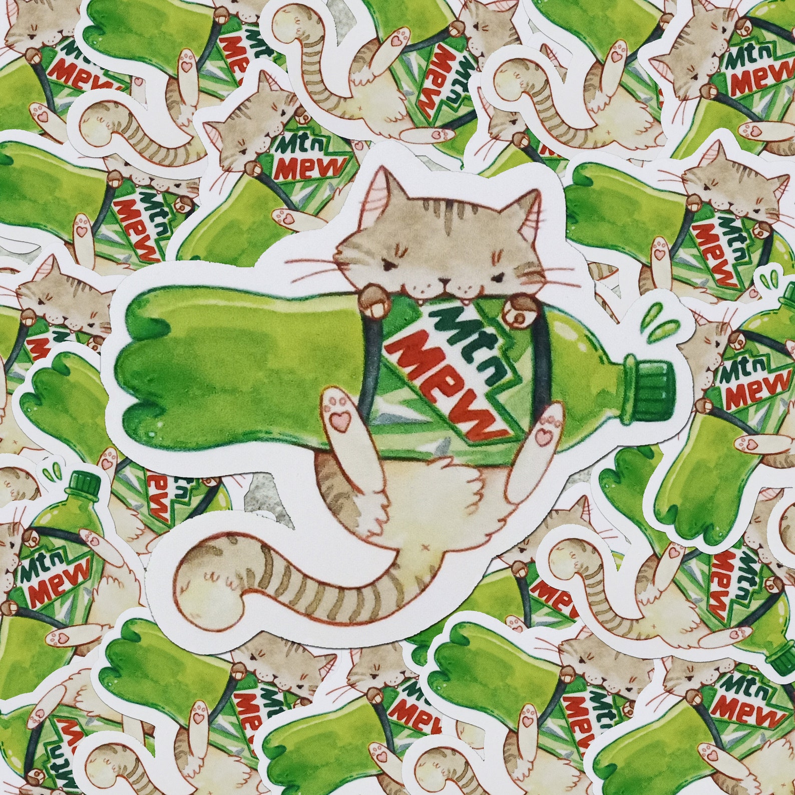 Mtn Mew Cat Sticker Soda Sticker Mountain Dew Sticker Cat | Etsy