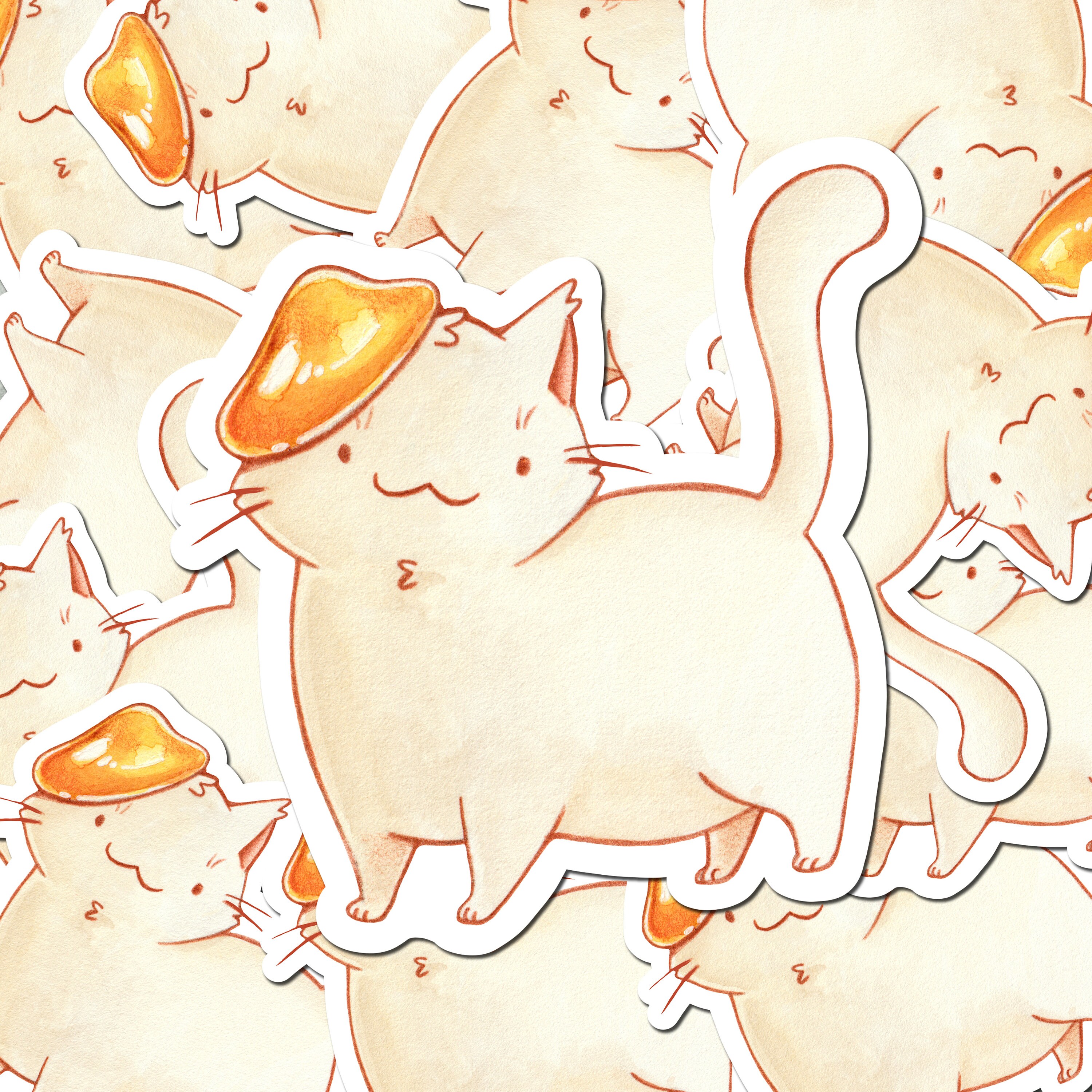 Egg Cat Sticker, Sunny Side up Cat Sticker, Breakfast Cat Sticker ...
