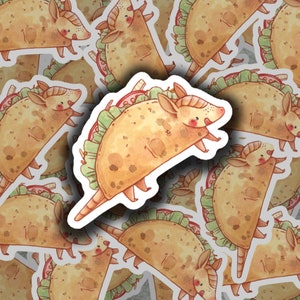 Tacodillo Sticker, Taco Armadillo Sticker, Cute Food Sticker, Mexican ...