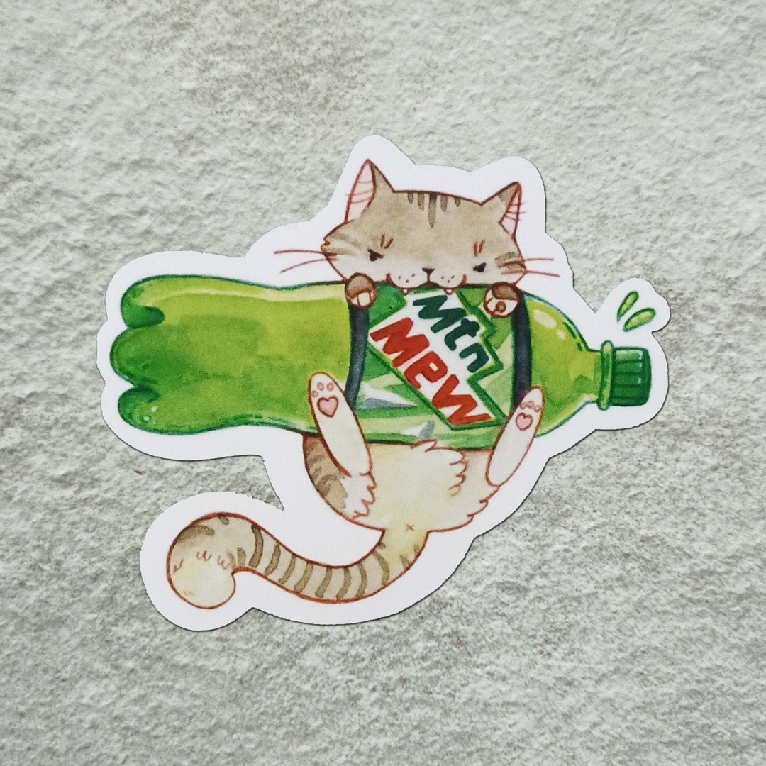 Mtn Mew Cat Sticker, Soda Sticker, Mountain Dew Sticker, Cat Sticker ...