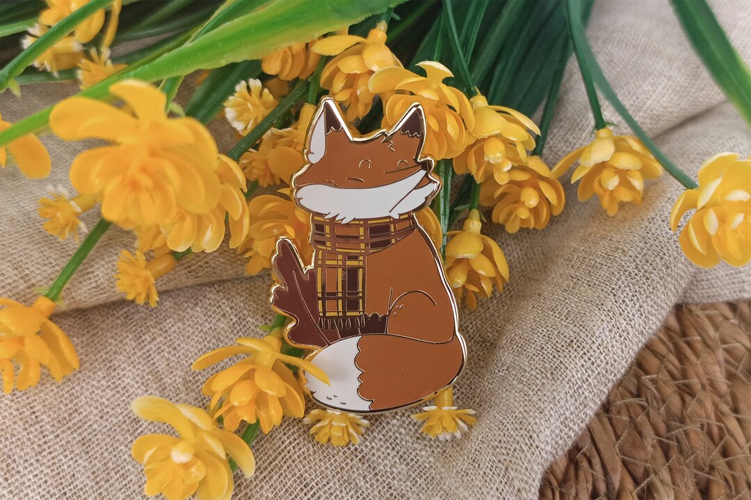 Fox Enamel Pin, Kitsune Brooch, Cute Animal Enamel Pin, Fall Lapel Pin ...