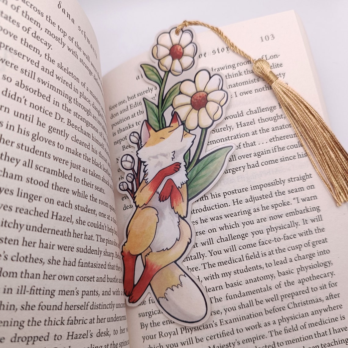 Fox Bookmark Flower Bookmark Nature Art Cute Bookmark - Etsy