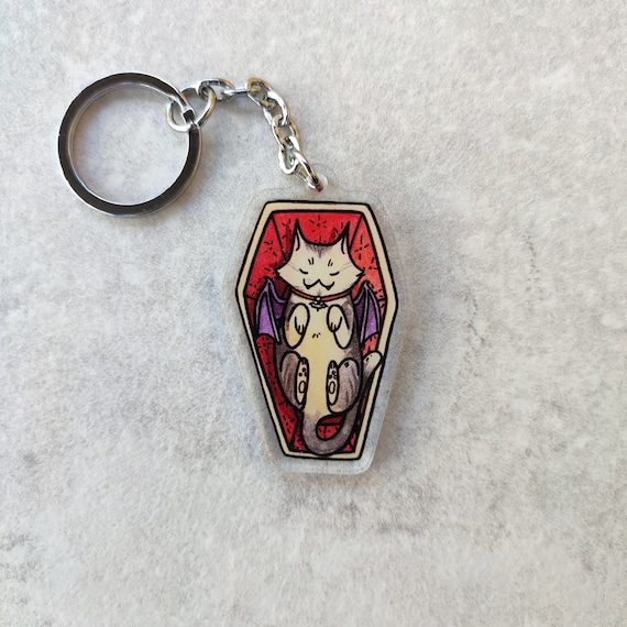 Dracucat Keychain Dracula Cat Keychain Vampire Keychain | Etsy