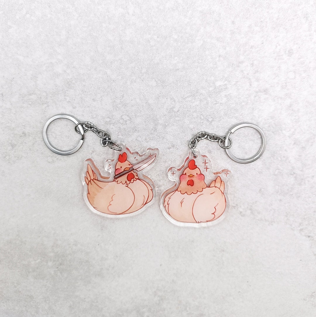 Chicken Keychain, Farm Animal Keychain, BFF Keychain, Knife Chicken ...