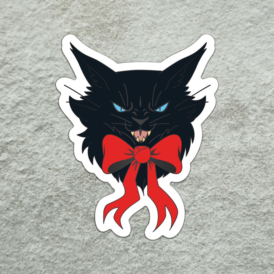 Yule Cat Sticker, Spooky Sticker, Black Cat Sticker, Halloween Sticker ...