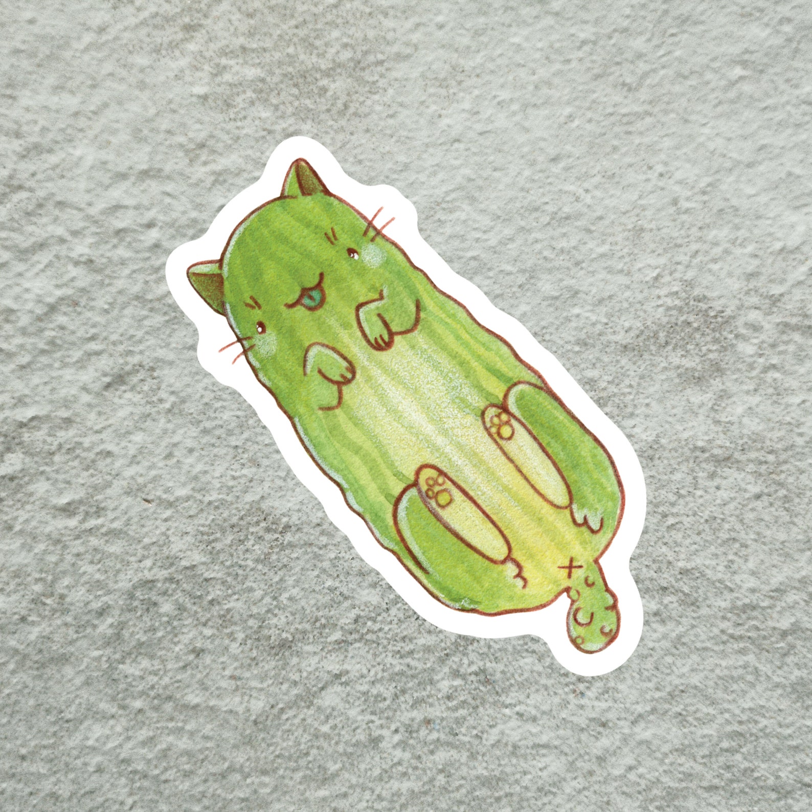 Pickle Cat Stickerpack, Pickle Jar Sticker, Weird Cat Stickers, Green ...