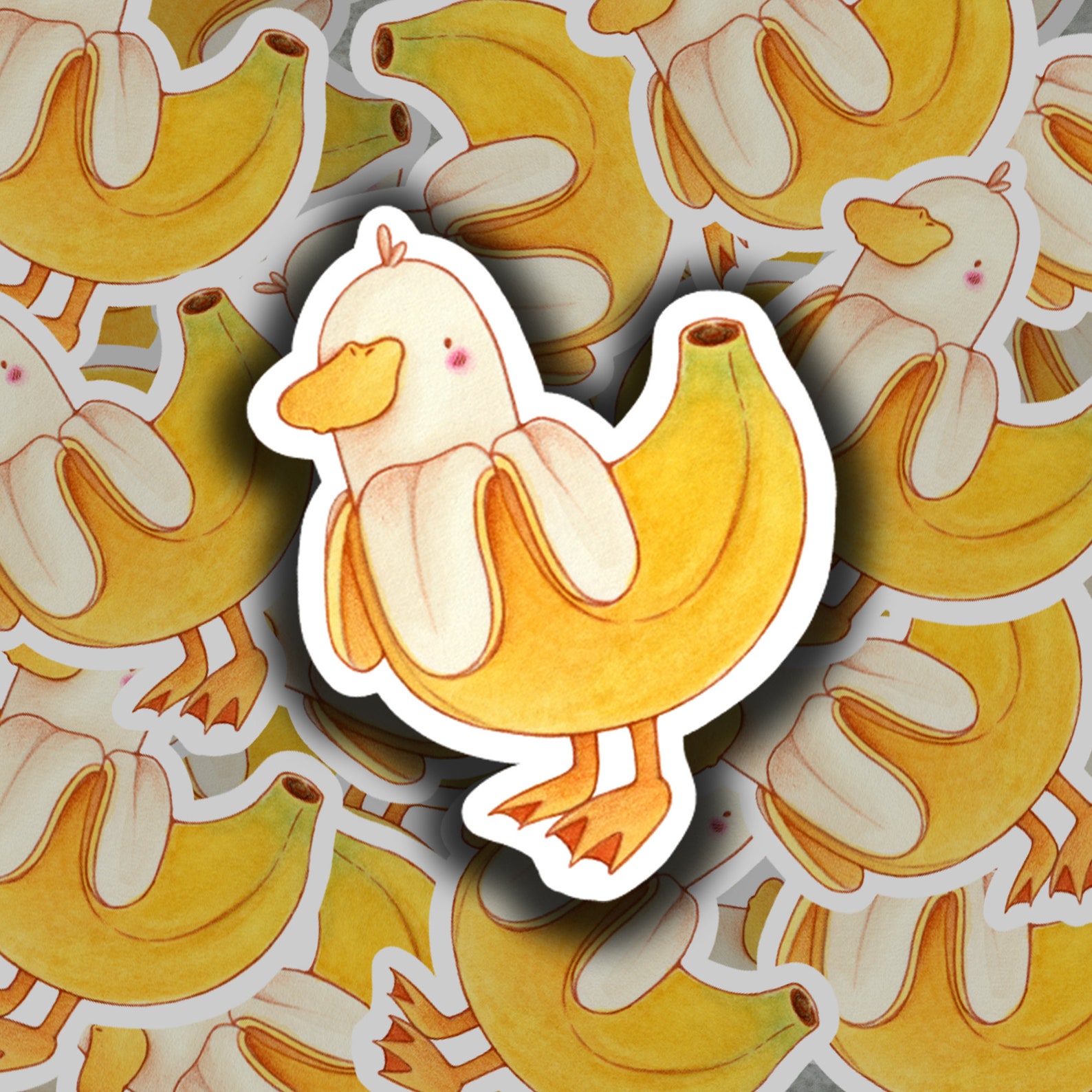 Banana Duck Sticker Funny Animal Sticker Cute Duck Sticker - Etsy