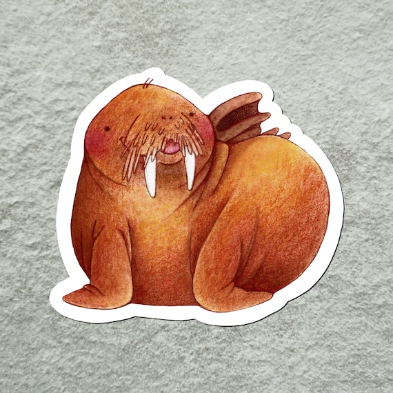 Walrus Sticker Animal Sticker Happy Walrus Sticker Cute | Etsy