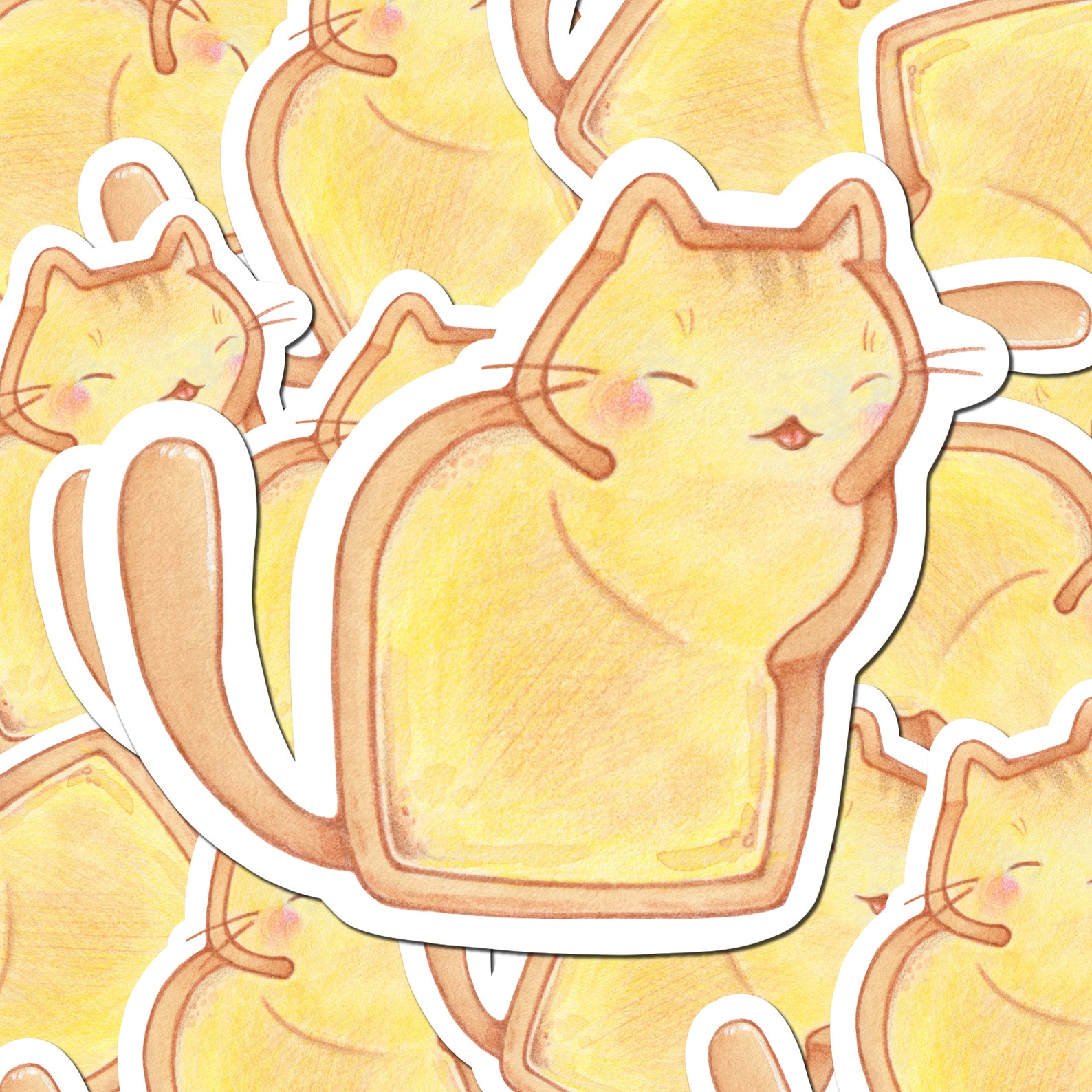 Toast Cat Sticker Bread Bin Sticker Cute Cat Sticker - Etsy