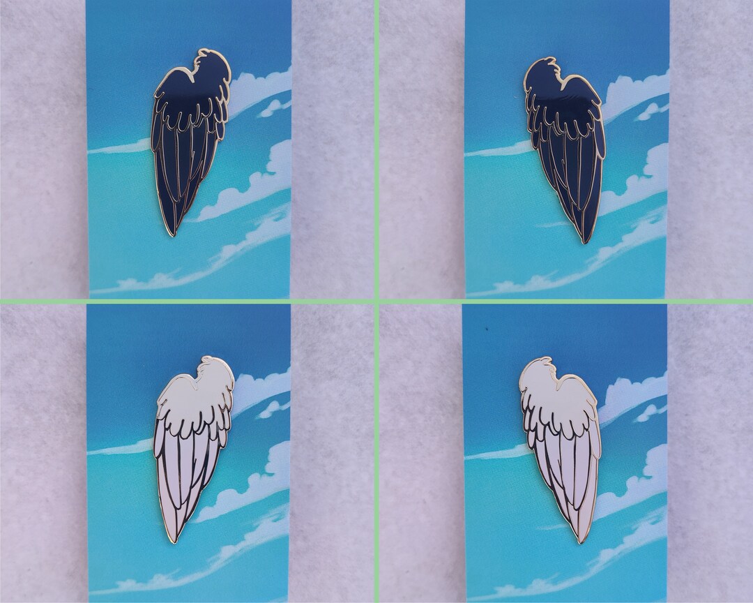 Closed Angel Wings Hard Enamel Pin, Guardian Angel Enamel Pin, Vulture ...