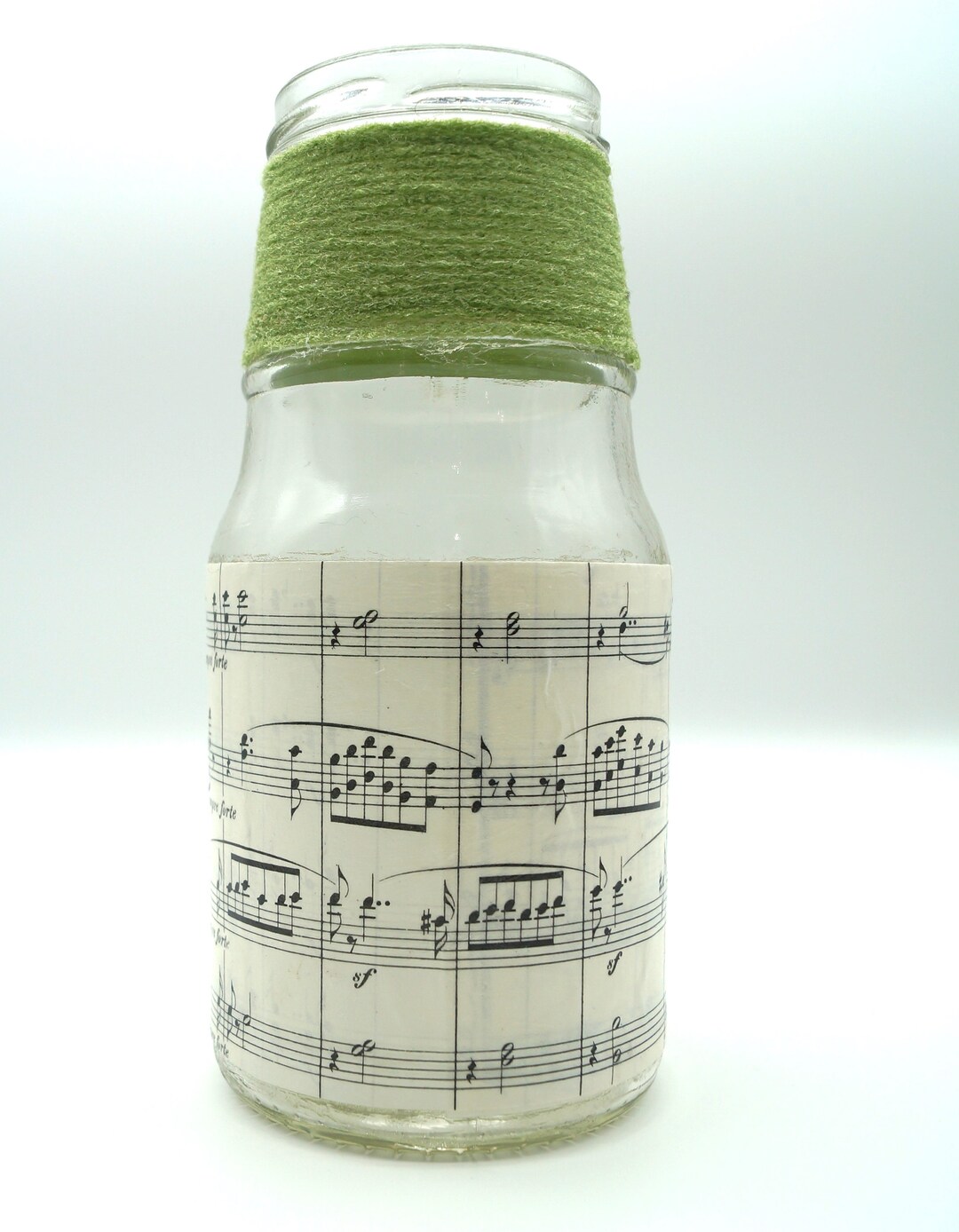 Vintage Sheet Music Vase: Sage Green Yarn Wrapped Bud Vase - Etsy