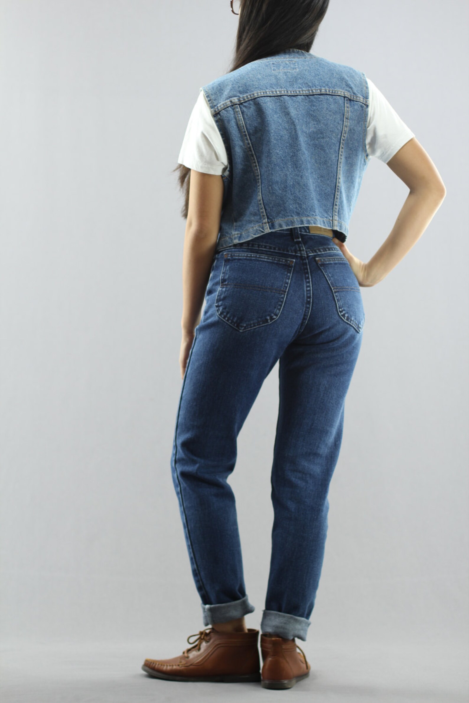 Paris Blues Crop Blue Jean Denim Button Down Vest Made in USA - Etsy