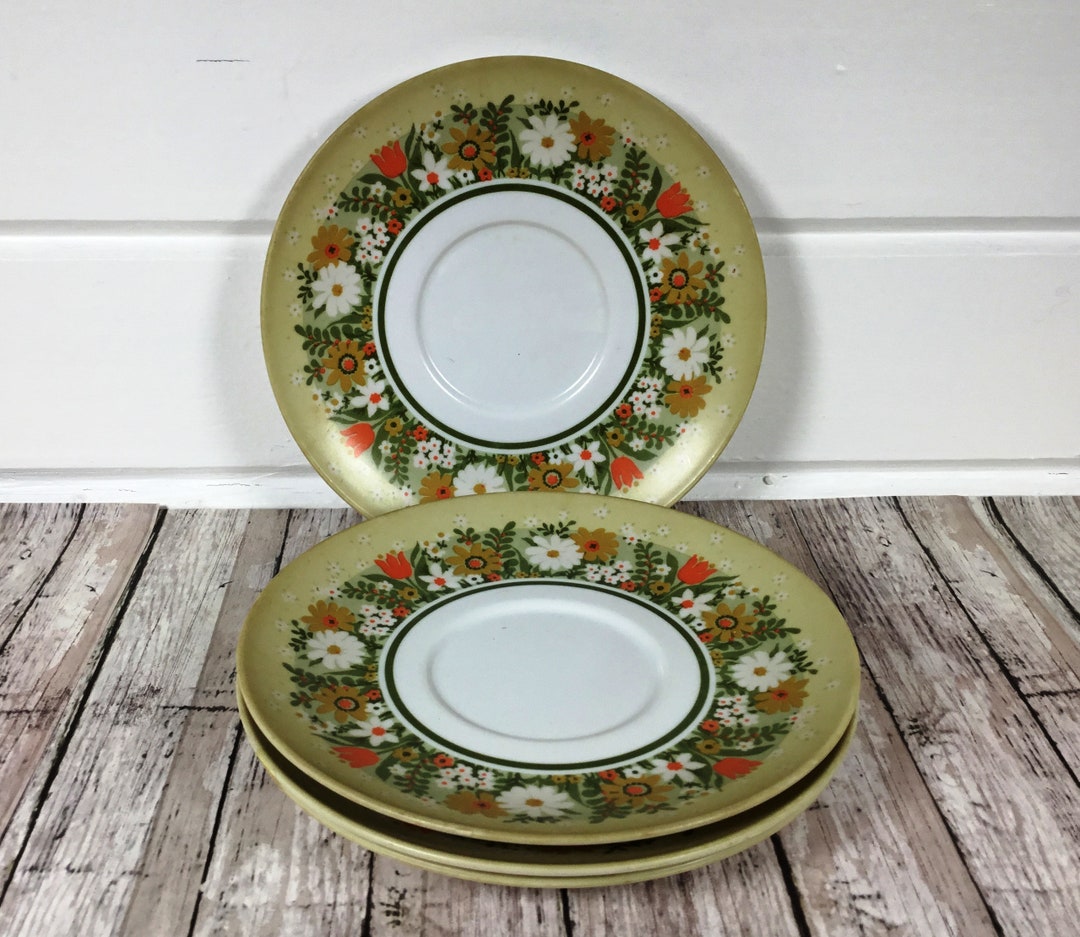 Set of 4 Oneida Deluxe #2120 Floral Melamine Saucers - Etsy