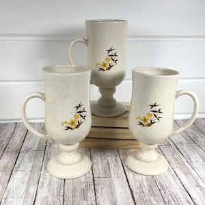 Set of 3 Vintage Handled Pedestal Mugs - Etsy