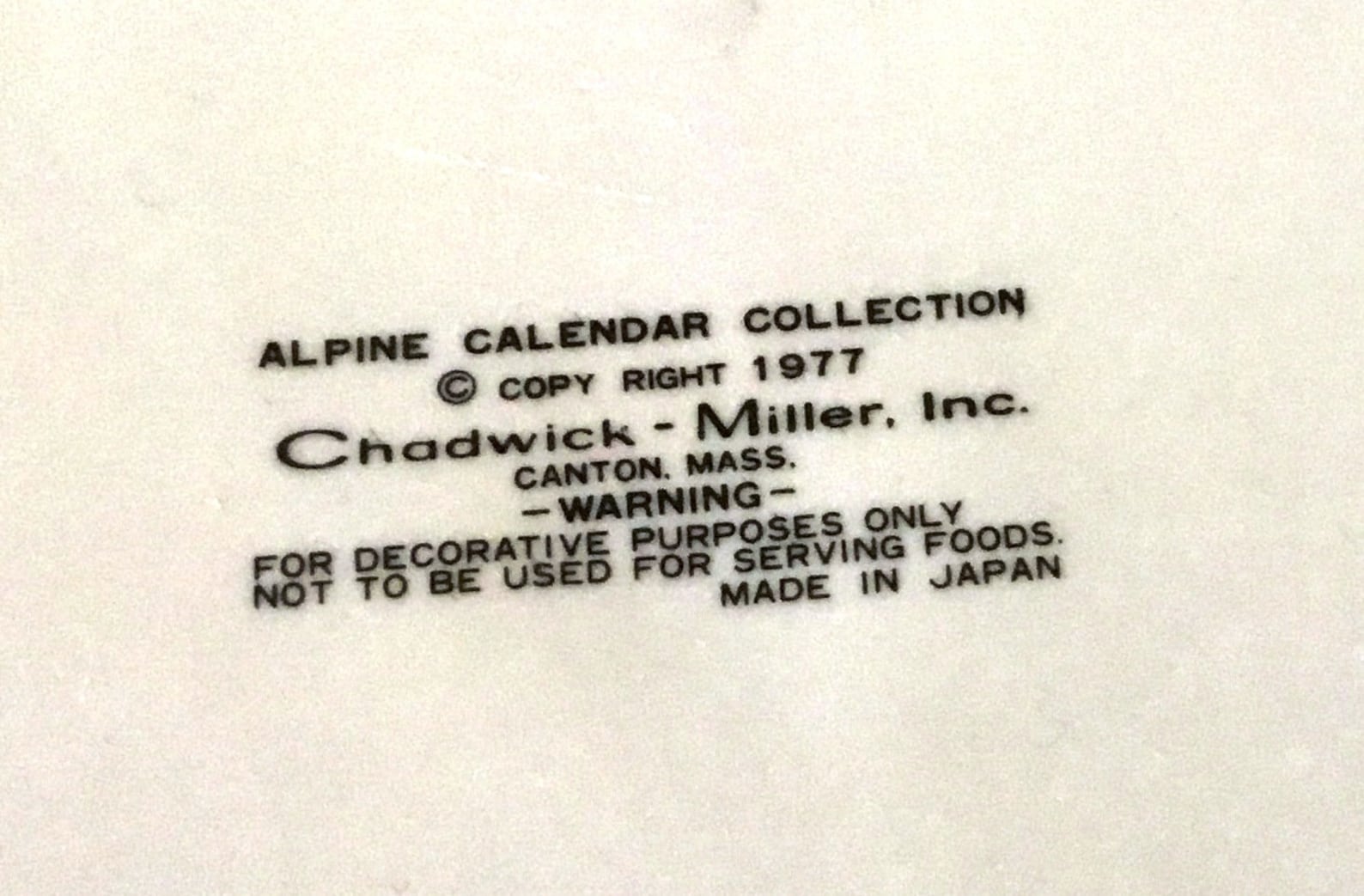 Vintage Alpine Calendar Collection 1978 Decorative Plate - Etsy