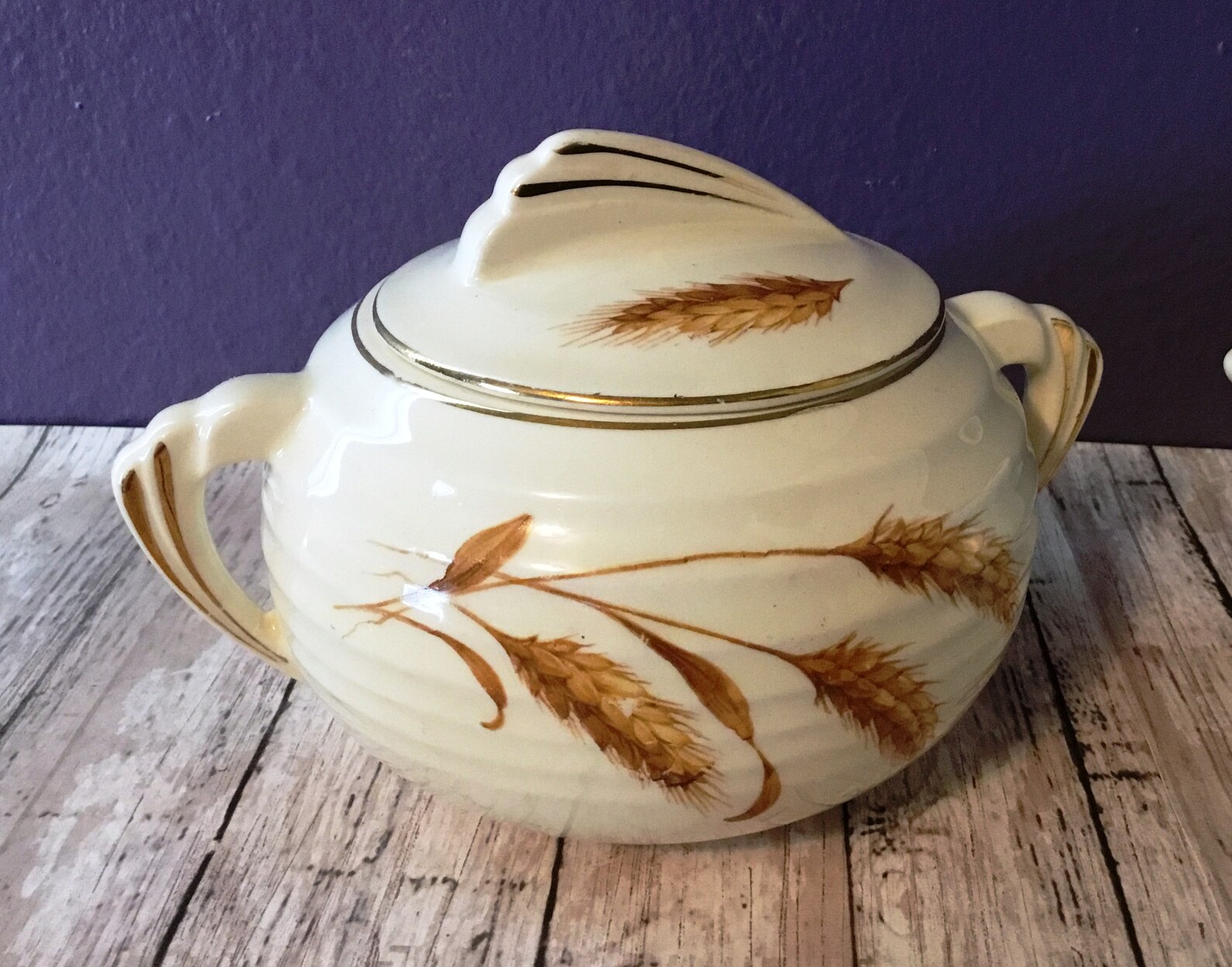 Vintage Edwin M Knowles China Co Yorktown 22 Kt Gold Sugar Bowl ...
