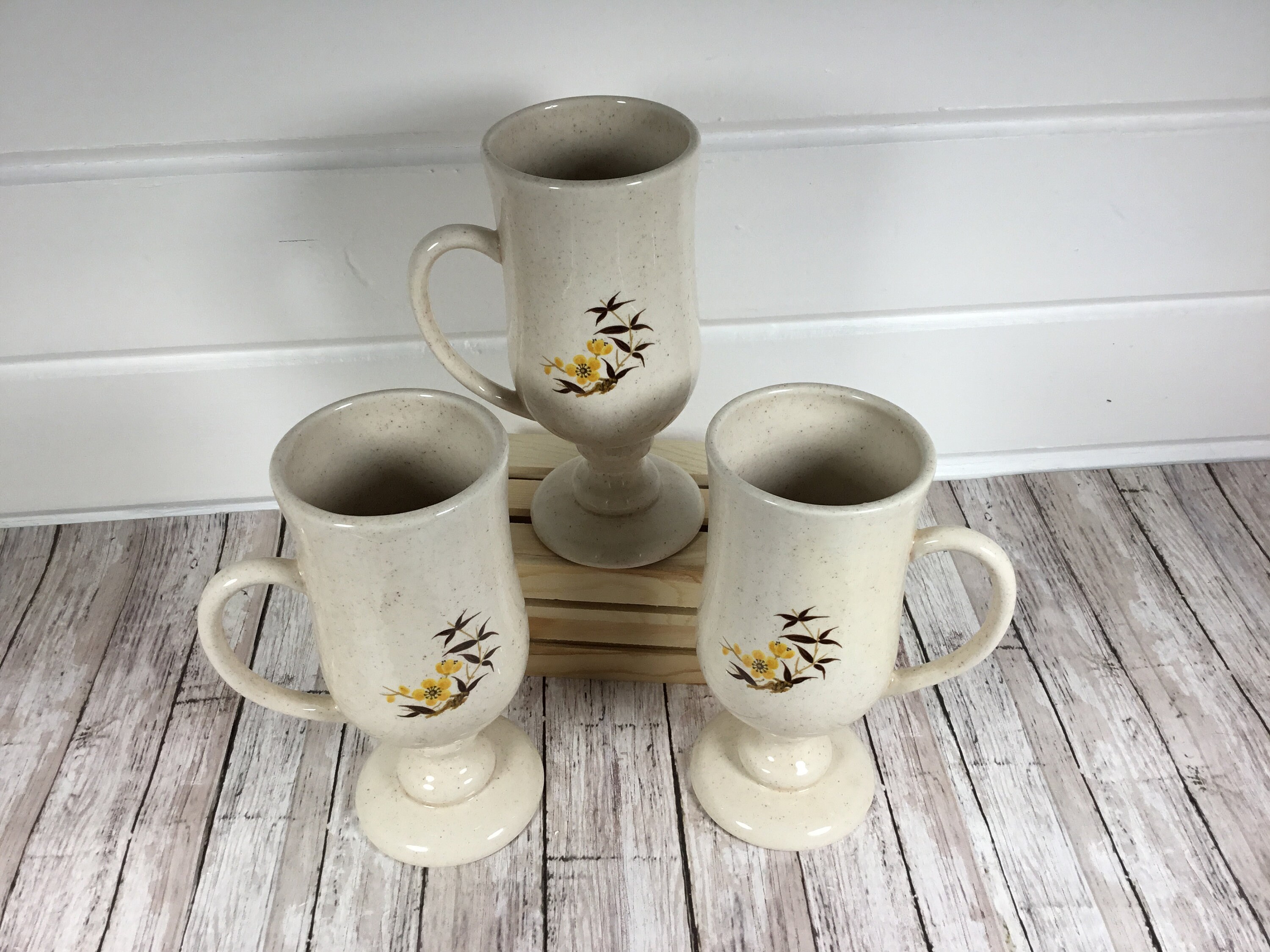 Set of 3 Vintage Handled Pedestal Mugs - Etsy