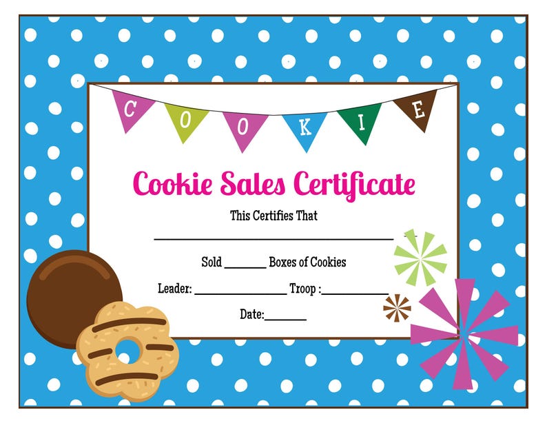 Scout Cookie Sales Award Certificate. Personalizable Printable ...