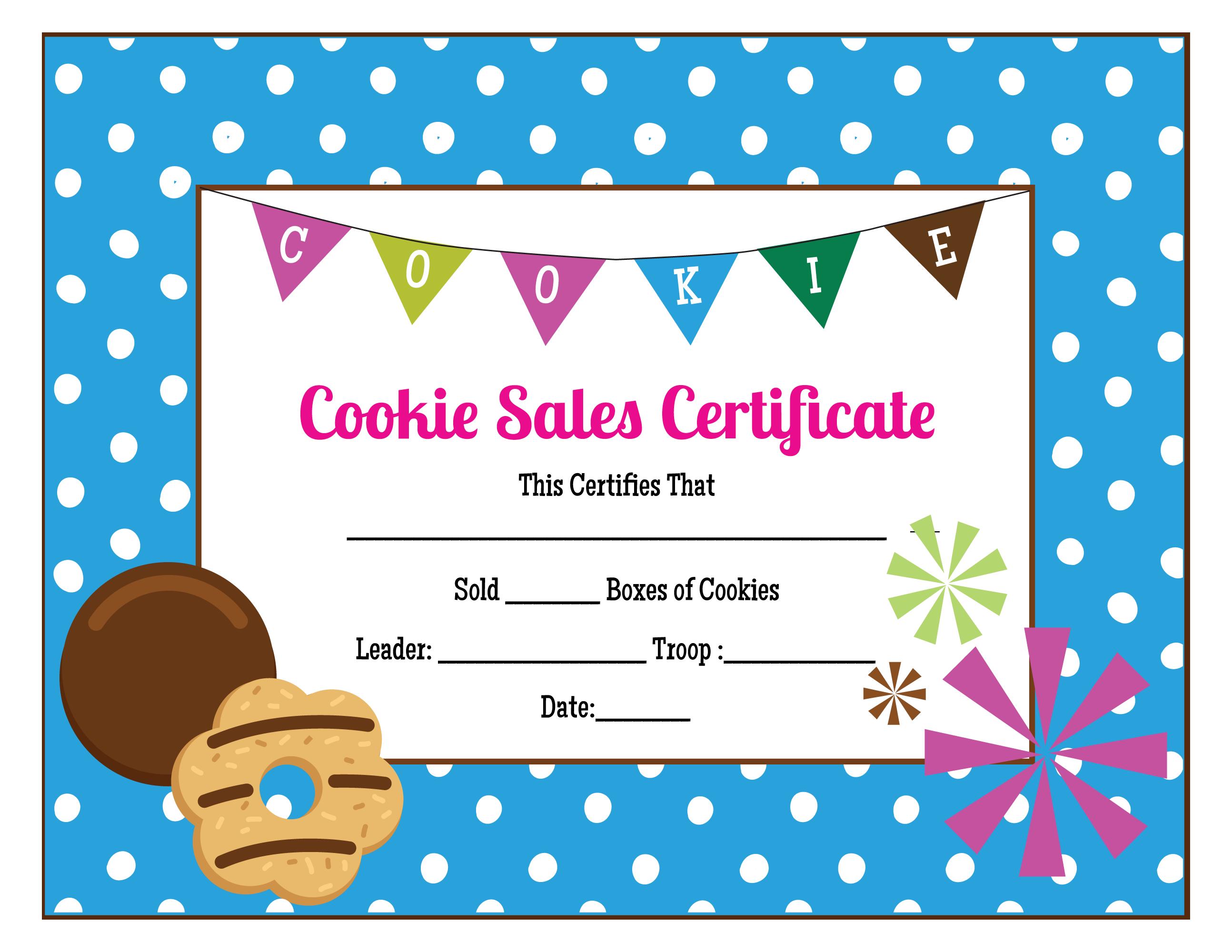 Scout Cookie Sales Award Certificate. Personalizable Printable ...
