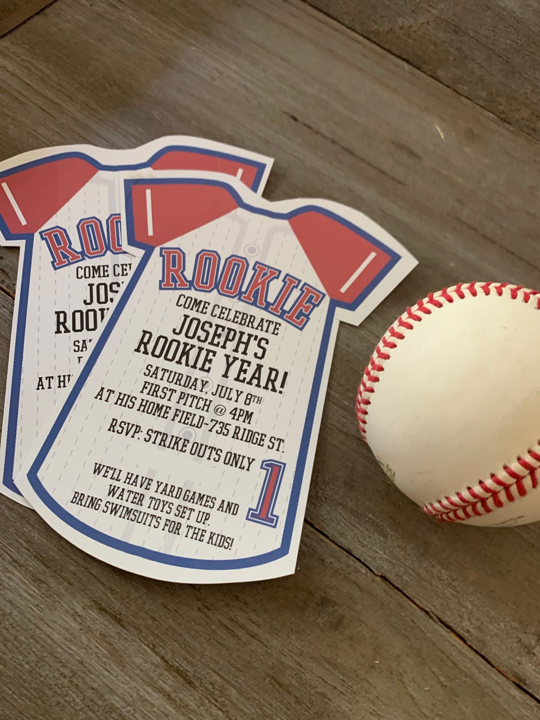 Rookie Year Baseball Invitation. Baseball Jersey Birthday Invitation ...