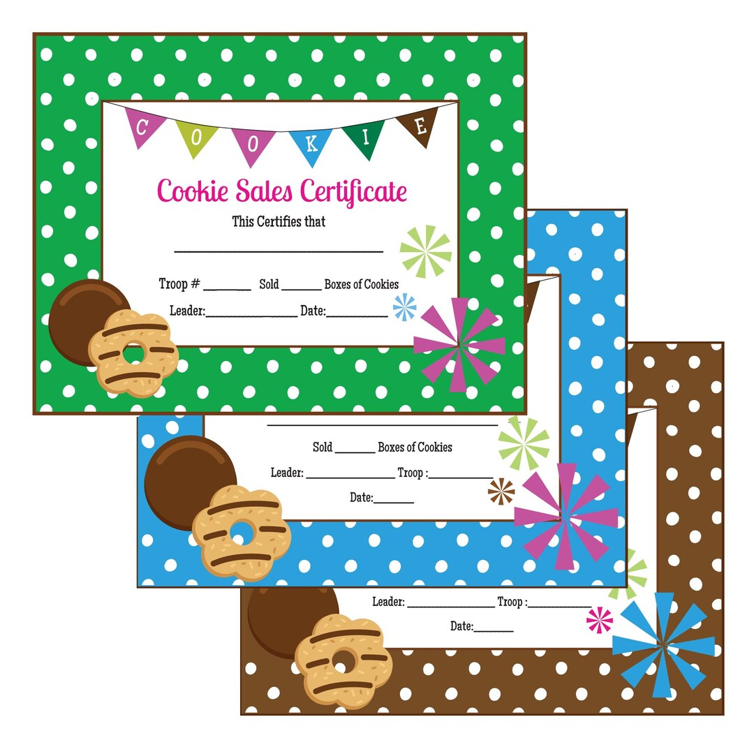 Scout Cookie Sales Award Certificate. Personalizable Printable ...