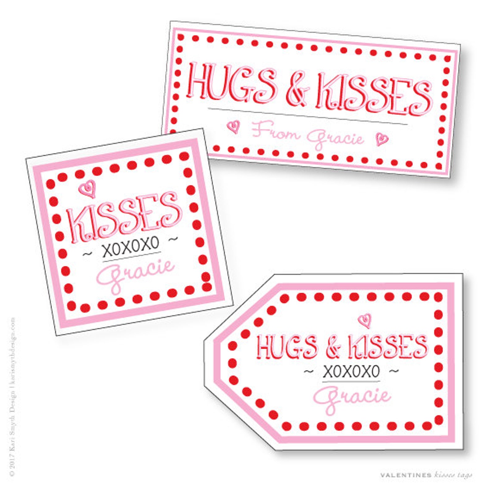 Valentines Day Kisses Gift Tags or Class Cards. Printable - Etsy